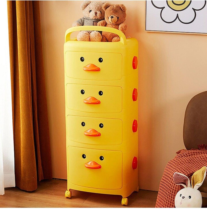Living and Home 4-Tier Cute Yellow Duck Storage Cart with Wheels ...