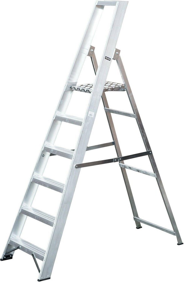 Loops 1.3m Aluminium Platform Step Ladders 6 Tread 2.9m Work Height ...