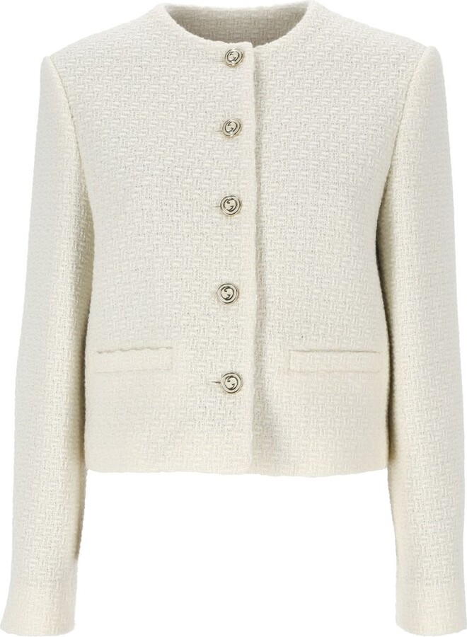 Gucci Tweed Damier Jacket - ShopStyle Vests