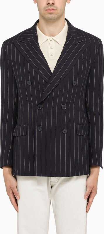 Polo Ralph Lauren Blue pinstriped double-breasted Polo jacket ...