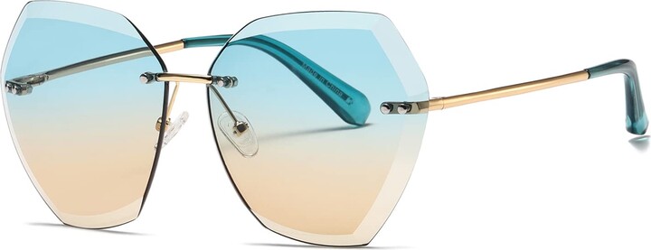 kimorn Sunglasses For Women Oversized Rimless Diamond Cutting Lens ...