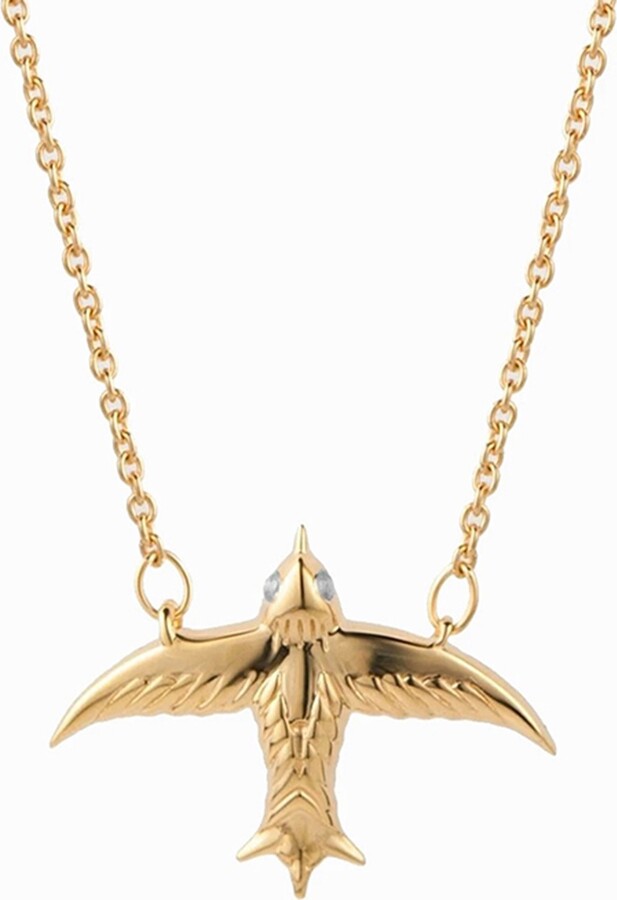 Crystal Planets - Gold Bird Of Protection Necklace In Gold Vermeil ...