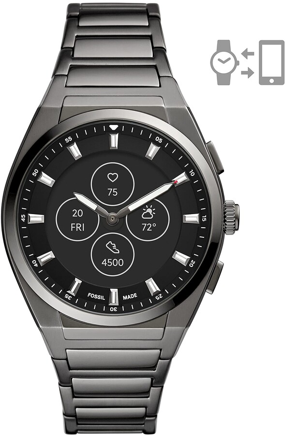 Fossil Men's 42mm Everett Stainless Steel Hybrid HR Smart Watch Color ...