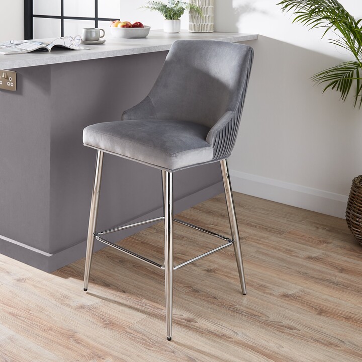Dunelm Peyton Bar Height Stool, Velvet Grey - ShopStyle