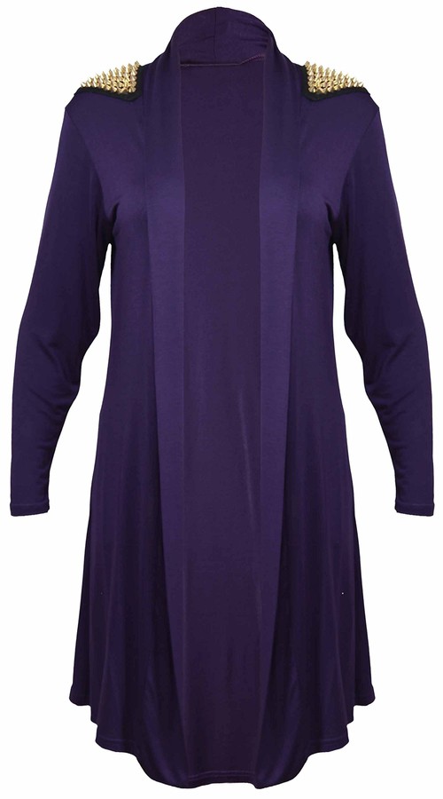 Purple Hanger New Womens Spike Studded Shoulder Top Ladies Plain Stud ...