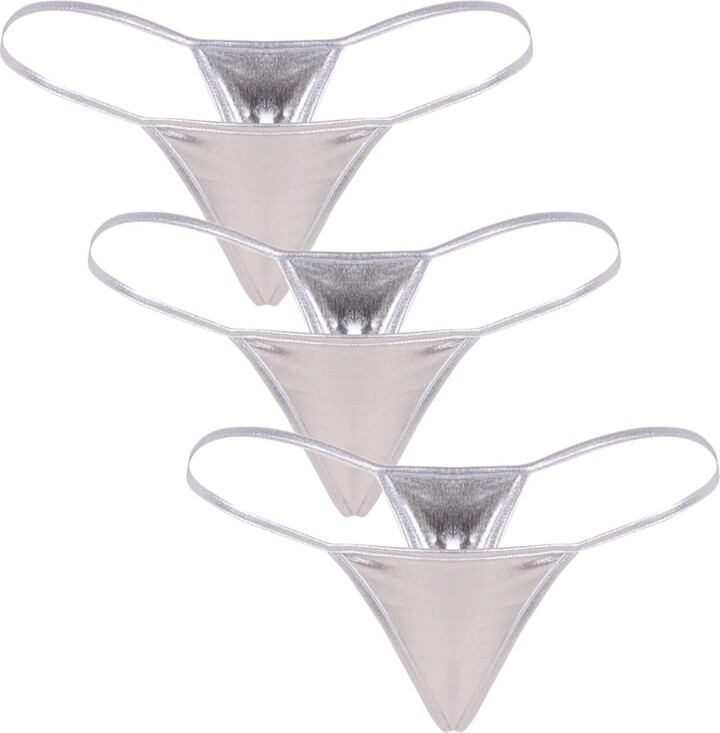 ohmydear Women High Rise G-String Thongs Sexy Micro Shiny T-Back Panties Woman G String Panties ...