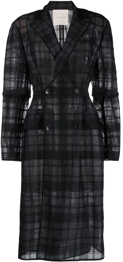 Marco De Vincenzo Sheer Check Midi Coat - ShopStyle