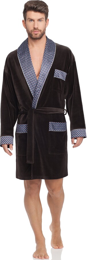 Timone Mens Velour Dressing Gown 772 (Brown - ShopStyle Robes