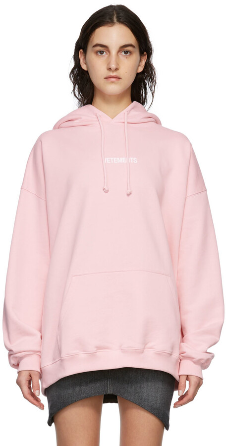Vetements Pink Logo Label Hoodie - ShopStyle