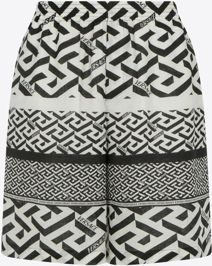 Versace Greca Print Linen Shorts - ShopStyle