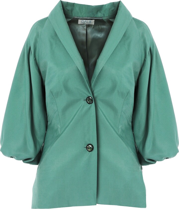 Dalb Women's Green Phoenix Mint Blazer With Pleated Raglan Sleeves ...