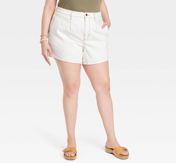 Universal Thread Women's Plus Size High-Rise A-Line Midi Jean Shorts ...