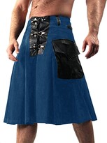 QIFLY Traditional Stag Party Kilt Men Plain Tartan Utility Kilts Skirts ...