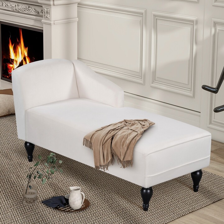 WANSE Velvet Right Arm Chaise Lounge with Solid Wood Legs,Multi-purpose ...