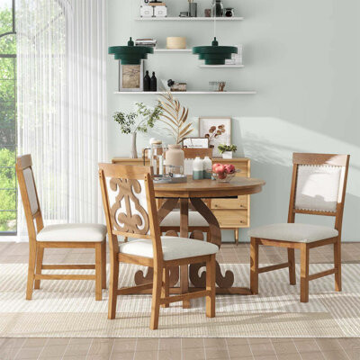 Lark Manor 5-Piece Retro Functional Dining Set, 1 Extendable Table With ...