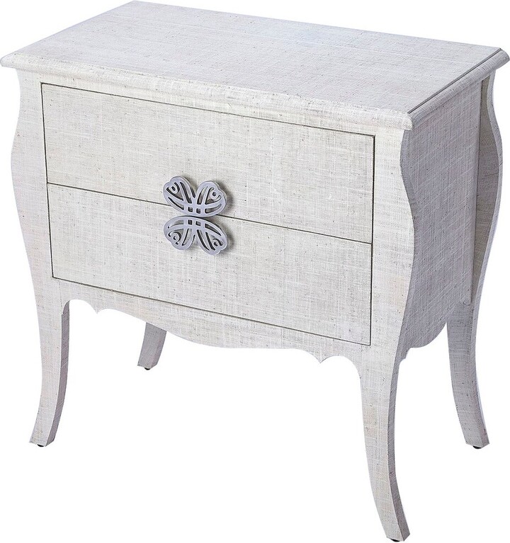 Priya Home Furniture Transitional Rectangular White Raffia Accent Chest ...
