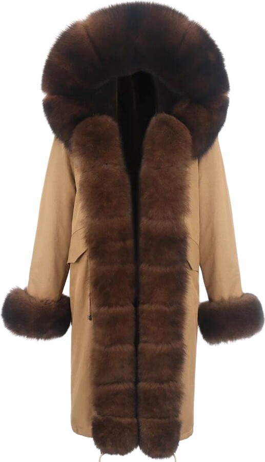 Wanan Touch Doler Beige Parka with Fox Fur - ShopStyle Outerwear
