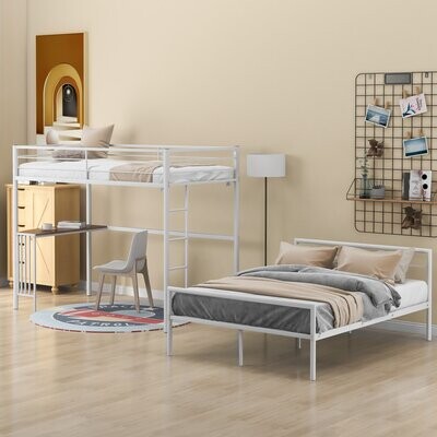 Isabelle & MaxTM Mindy Twin over Twin Platform Bed with Built-in-Desk ...