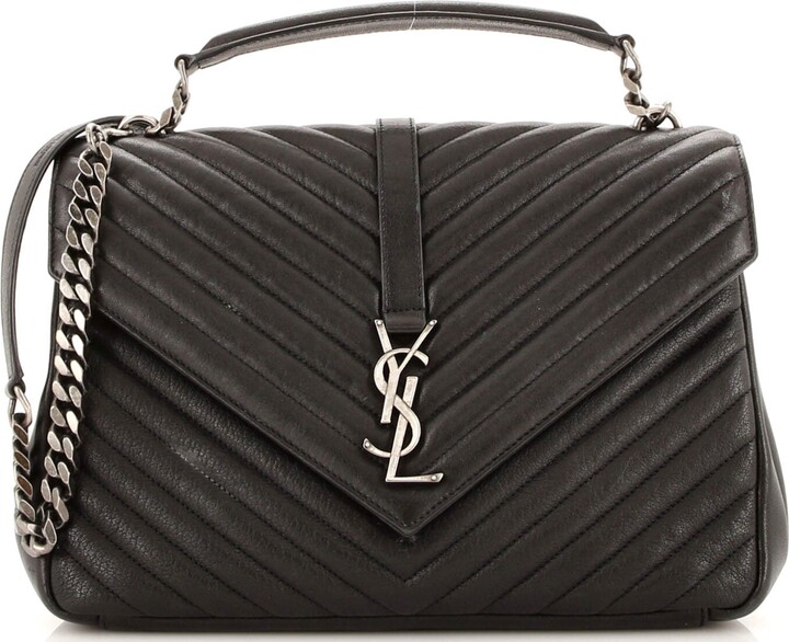 Saint Laurent Classic Monogram College Bag Matelasse Chevron Leather ...
