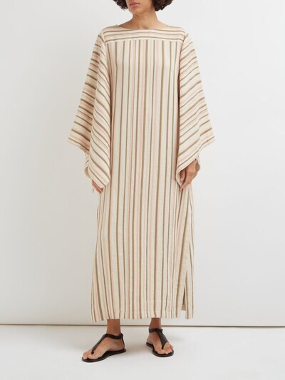 Loro Piana Veronica terry cloth striped midi dress - ShopStyle