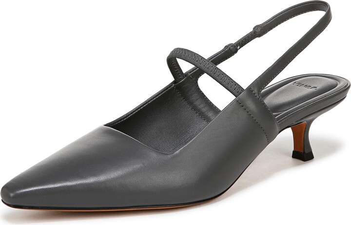 Vince Womens Venice Kitten Pump Cinder Grey Leather 6 M - ShopStyle
