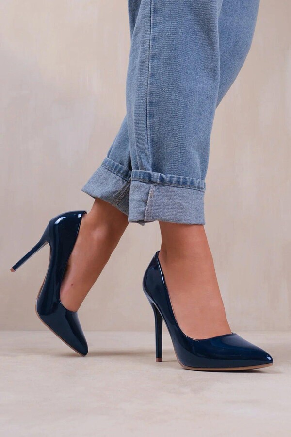 Where's That From 'Fiji' Wide Fit High Heel Stiletto Pumps - Navy ...