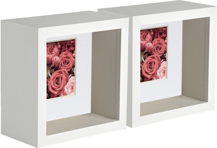 Nicola Spring 3D Deep Box Photo Frames - 4 x 4" with 2 x 2" Mount ...