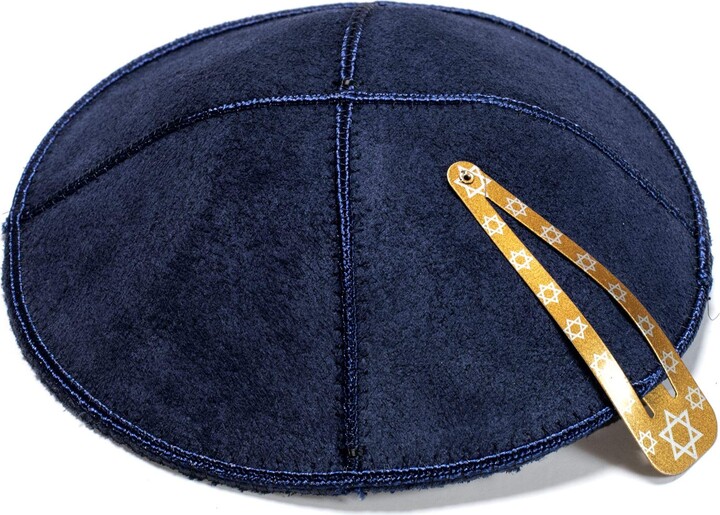 JL Kippha's Kippah 16 cm Jewish Leather Navy Blue Kipa Kippah Round ...
