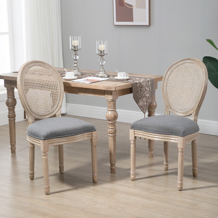 HOMCOM French-Style Upholstered Dining Chair Set, Armless Accent Side ...
