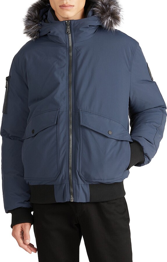 Pajar Anderson Mixed Media Faux Fur Trim Hooded Bomber Jacket - ShopStyle