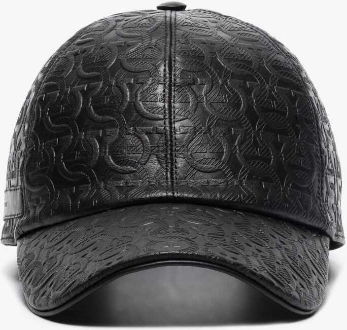 Ferragamo Black Gancini Leather Baseball Cap - ShopStyle Hats
