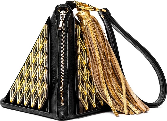 YOANNY GARCIA - Atenas Pyramid Black Clutch with Tassel - ShopStyle
