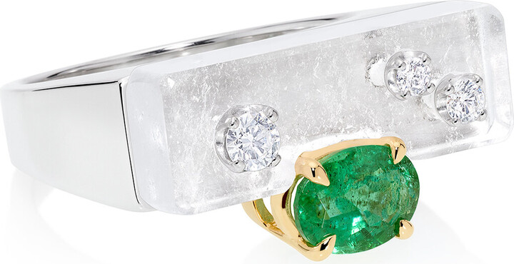 Sauer 18k Yellow and White Gold Irene Emerald Ring - ShopStyle