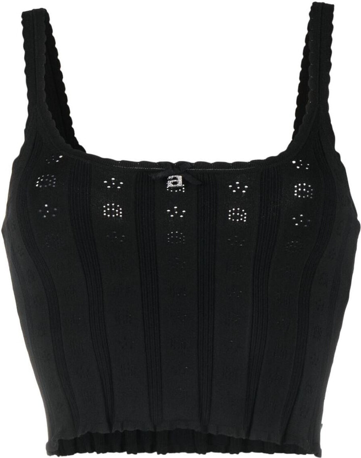 Alexander Wang Logo Pointelle Cami Tank - ShopStyle Tops
