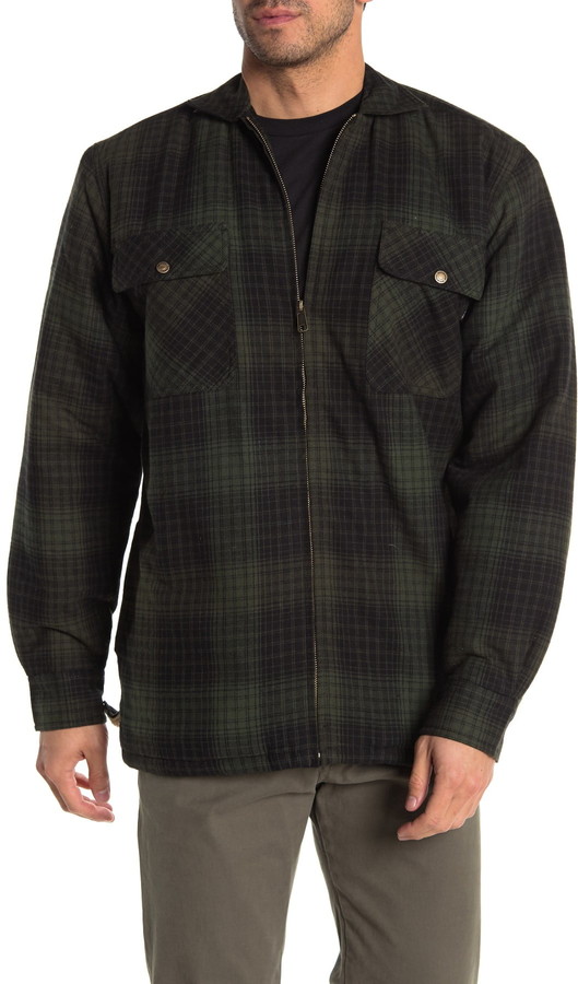 Wolverine Marshall Plaid Flannel Zip Faux Shearling Lined Shirt Jacket ...