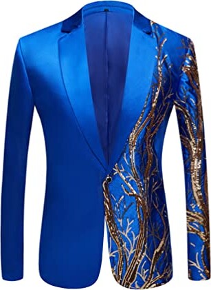 HSQIBAOER Men Cool Royal Blue Jacket Custom Made Party Super Star Stage ...