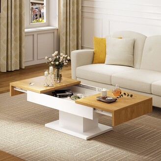 Howcool Wood Coffee Table for Living Room Sliding Top with Hidden ...