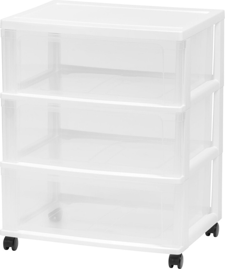 Iris Usa Plastic 3 Drawer Wide Storage Drawer Cart with 4 Caster Wheels ...