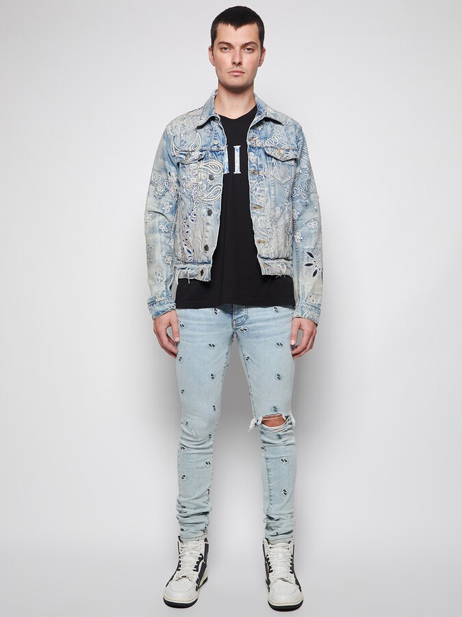 Amiri Flocked Paisley Trucker Denim Jacket Blue - ShopStyle