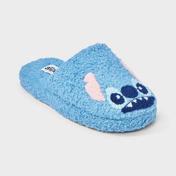Disney Women's Lilo & Stitch Embroidered Plush Slide Slippers - Blue ...