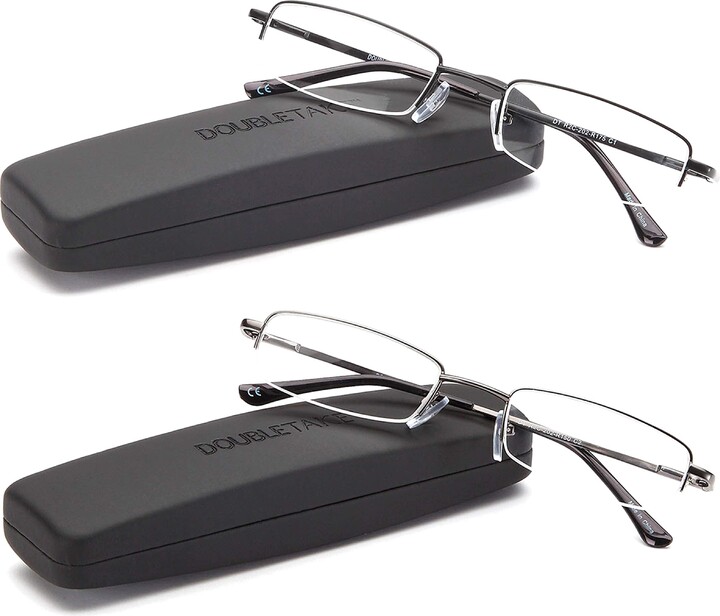 DoubleTake 2 Pairs of Classic Spring Hinged Stainless Steel Reading ...