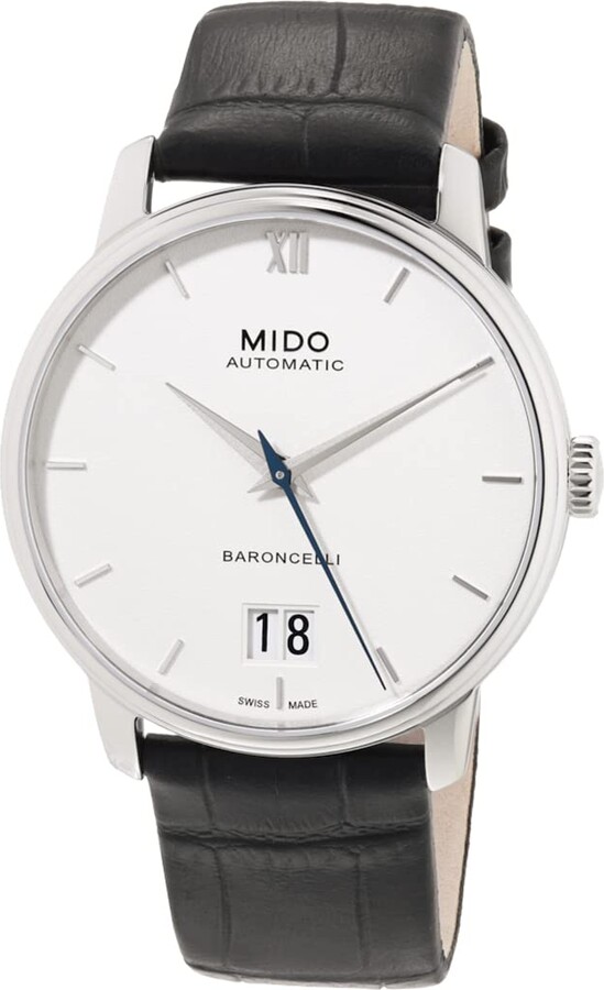 Mido Watch Men White Baroncelli Big Date Automatic Mido Caliber 80 ...