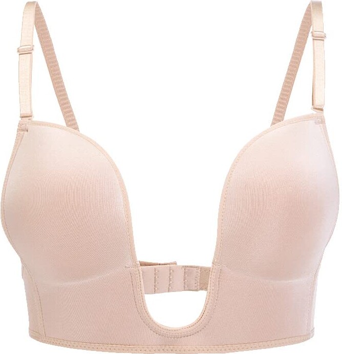 KOEMCY Women's Low Back Bra Deep Plunge Bra Push up Low Cut Sexy U ...