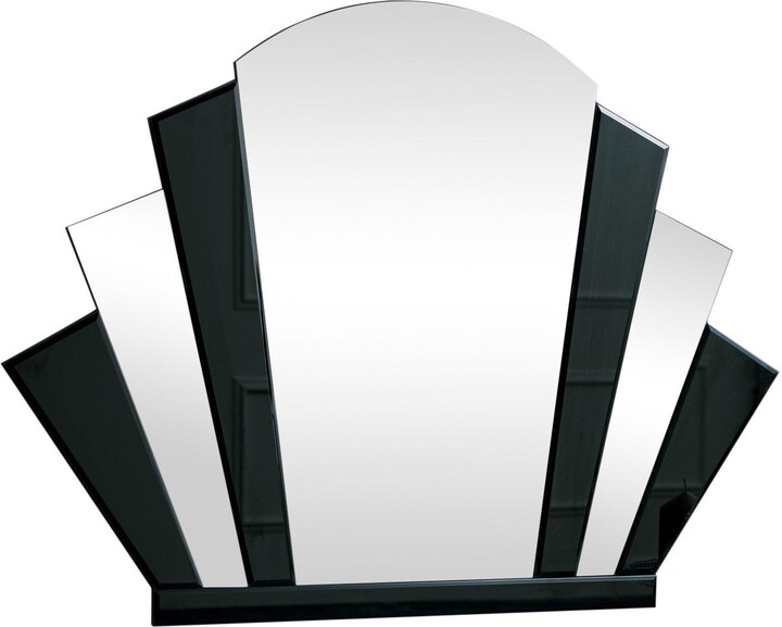 Melody Maison Black Glass Art Deco Arch Fan Wall Mirror 80cm X 60cm ...