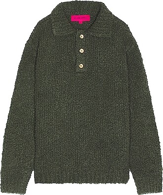 The Elder Statesman Furry Rugby in Green - ShopStyle Crewneck Sweaters