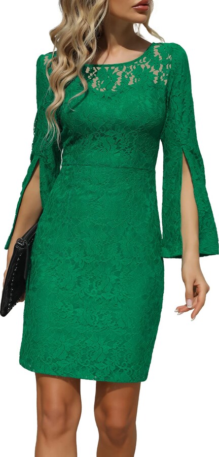 COOAN Women's Cocktail Encanto Lace Wrap Dresses with Empire Waist ...
