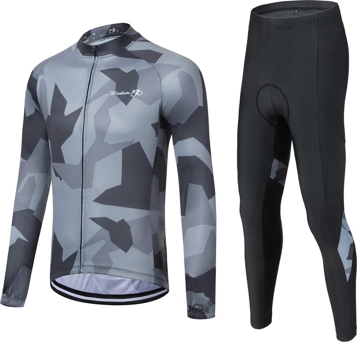 Wisdom Wolf Men's Cycling Suits Long Sleeve MTB Cycling Jersey ...