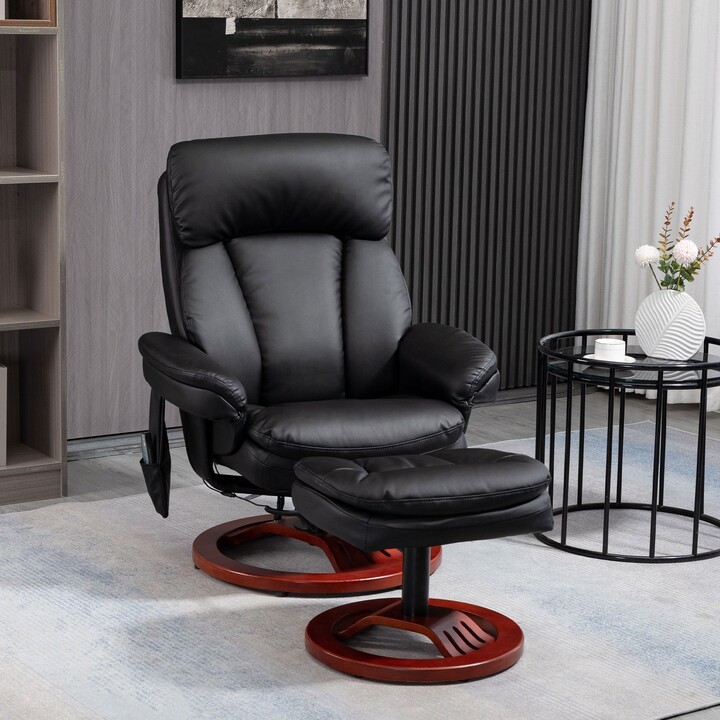 HOMCOM Recliner Chair with Ottoman, Electric Faux Leather Recliner ...