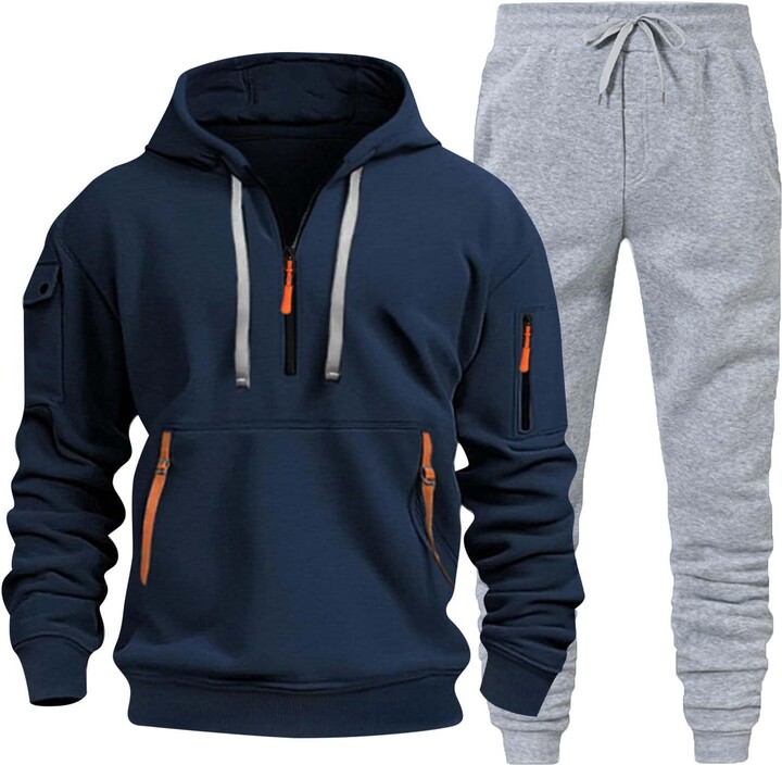 Mymyguoe Sports Suit Men's Zip Jogging Suits Men with Hood Leisure Suit ...