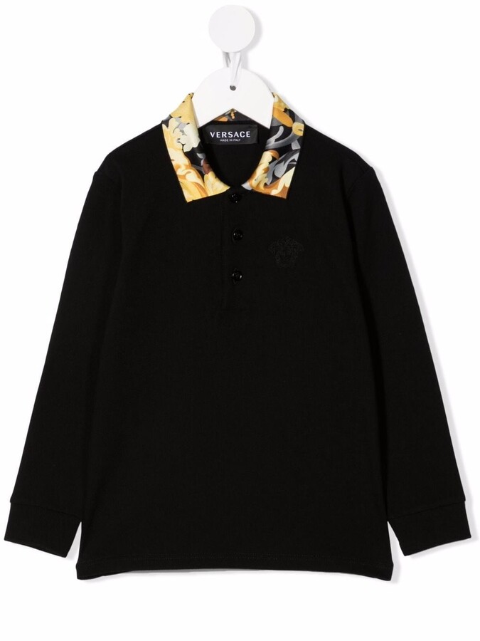 Versace Children Baroque-print collar polo shirt - ShopStyle